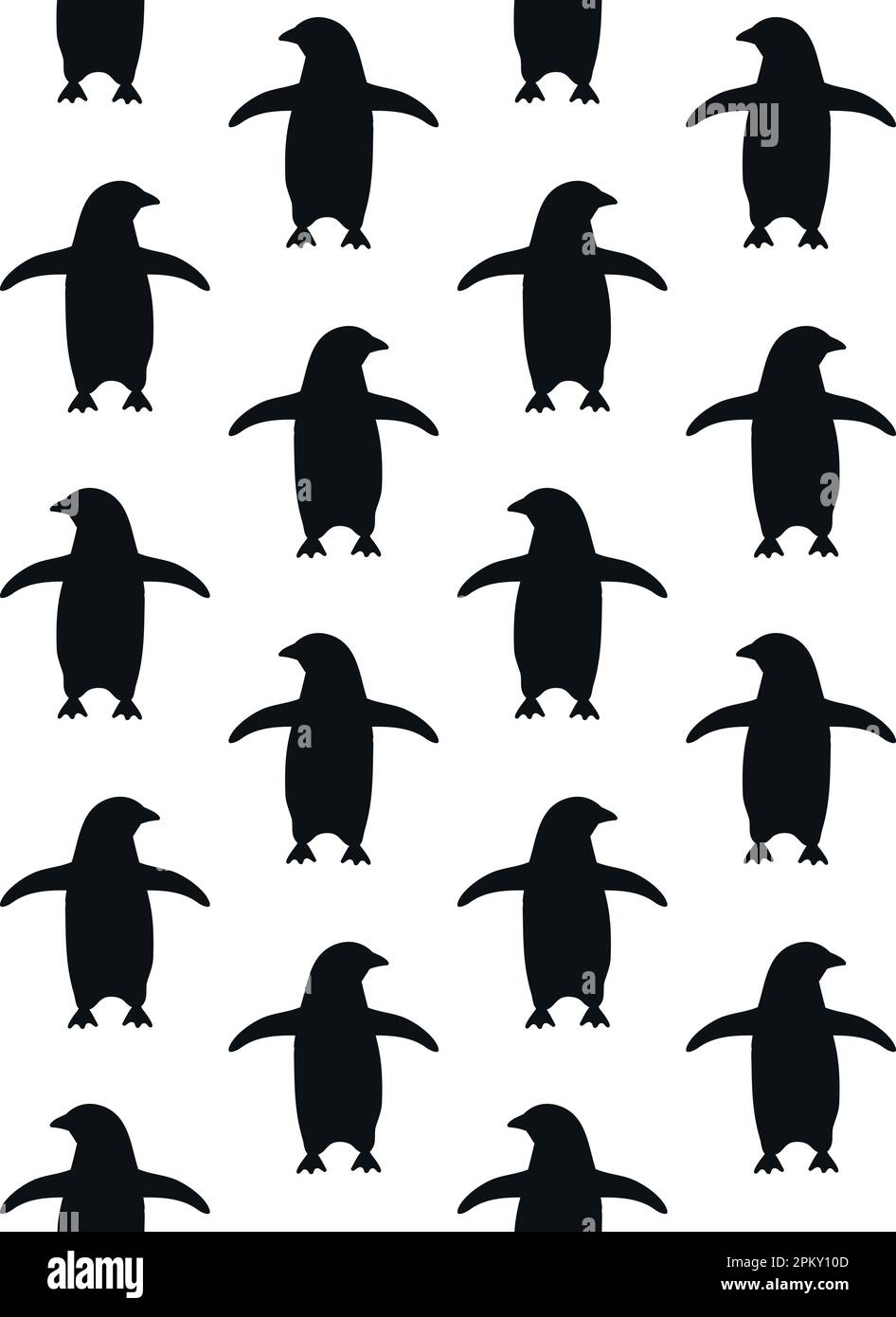 Vector seamless pattern of hand drawn flat penguin silhouette isolated ...