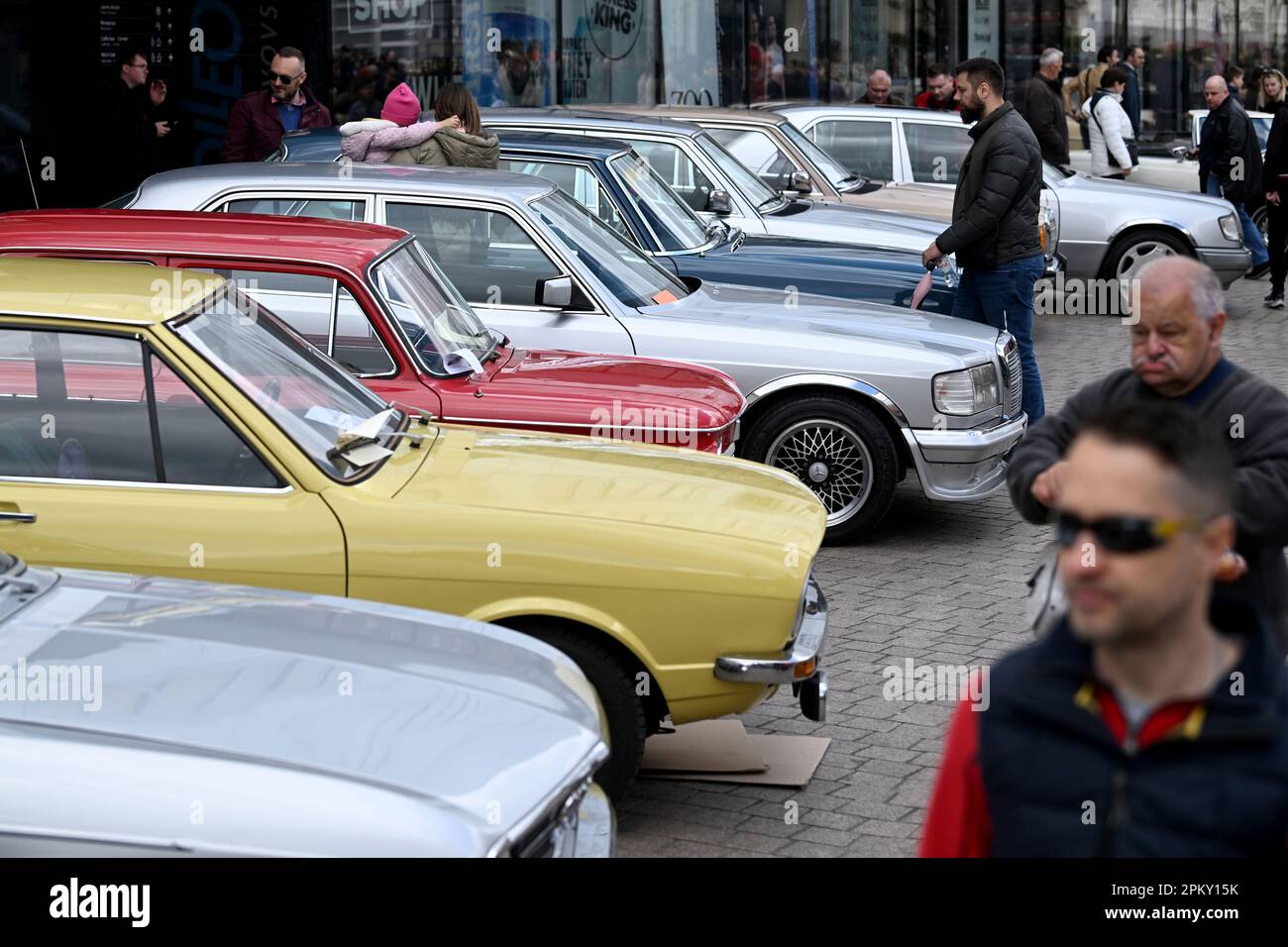 Vintage car is seen at European Square in Zagreb, Croatia, on April 10 ...