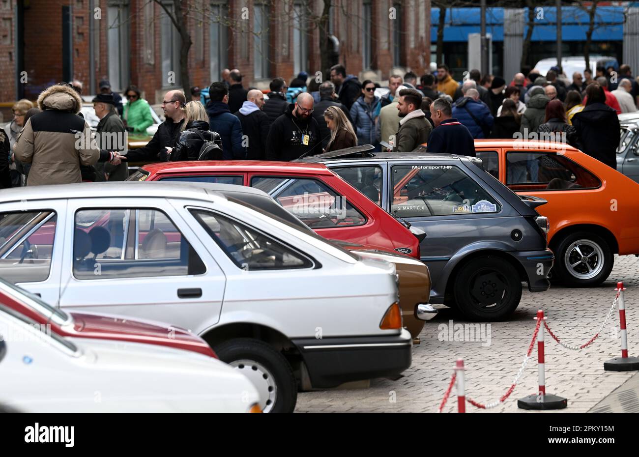Vintage car is seen at European Square in Zagreb, Croatia, on April 10 ...