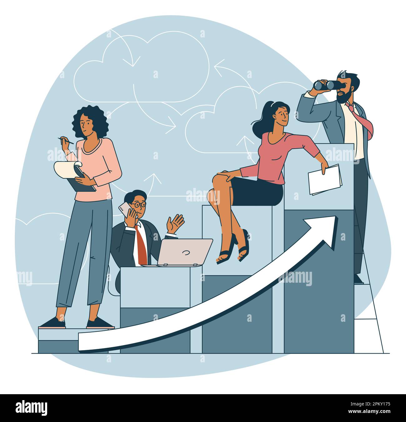 Business characters with a huge growing chart Stock Vector Image & Art ...