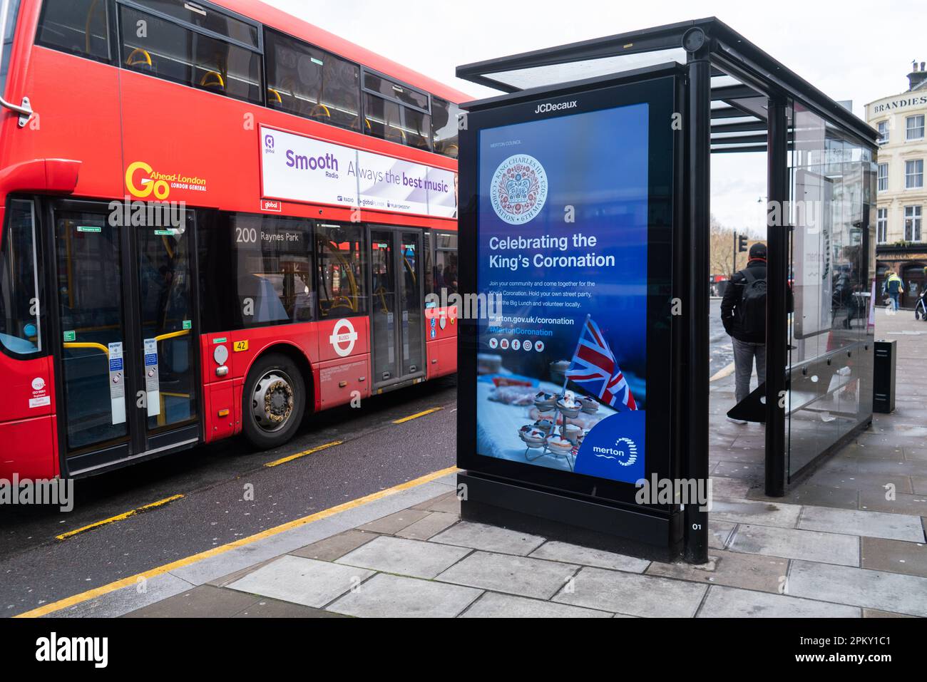 Wimbledon, London, UK. 10 April 2023. A poster placed on a bus shelter ...