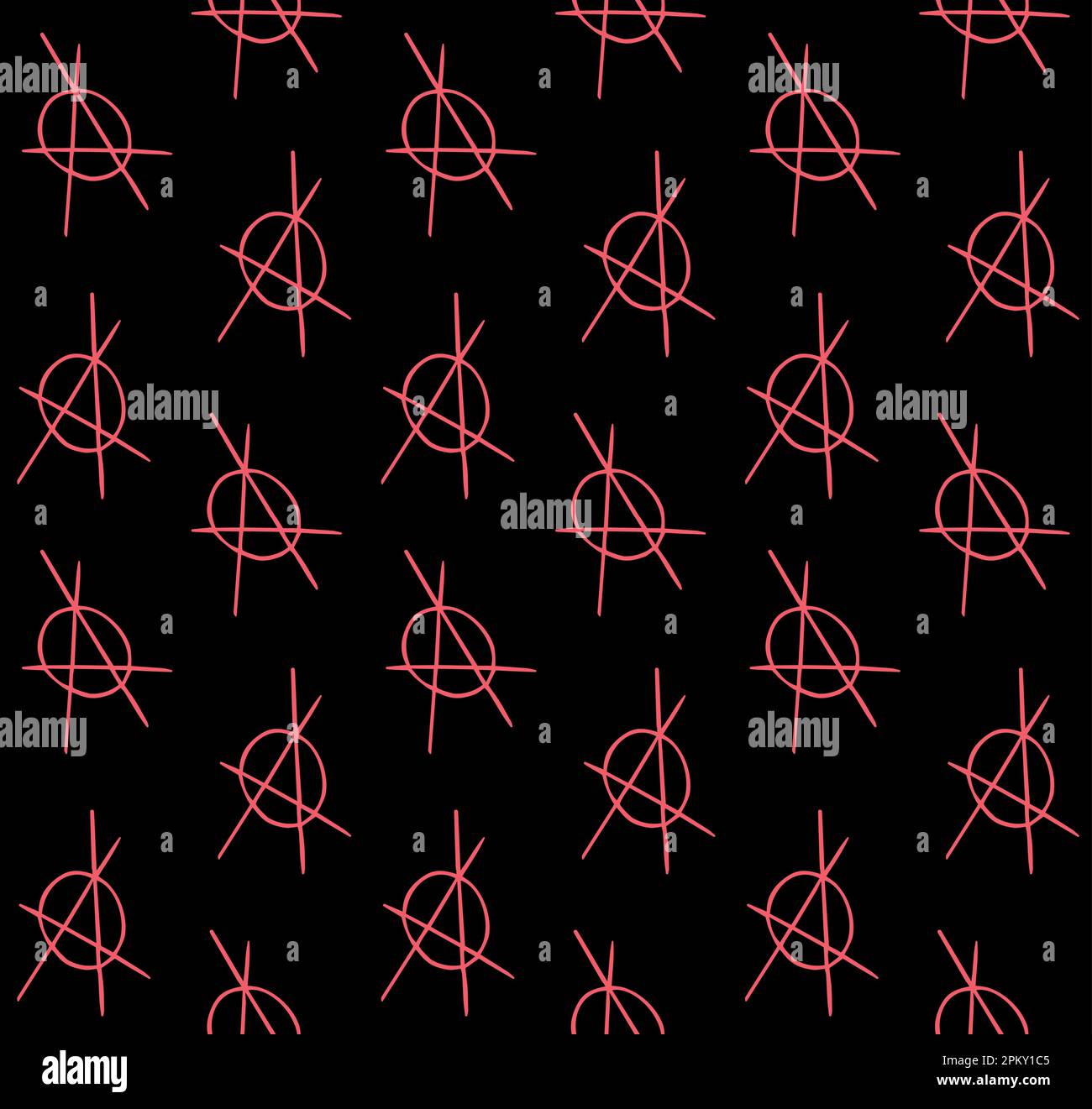 Vector seamless pattern of hand drawn doodle sketch anarchy symbol ...