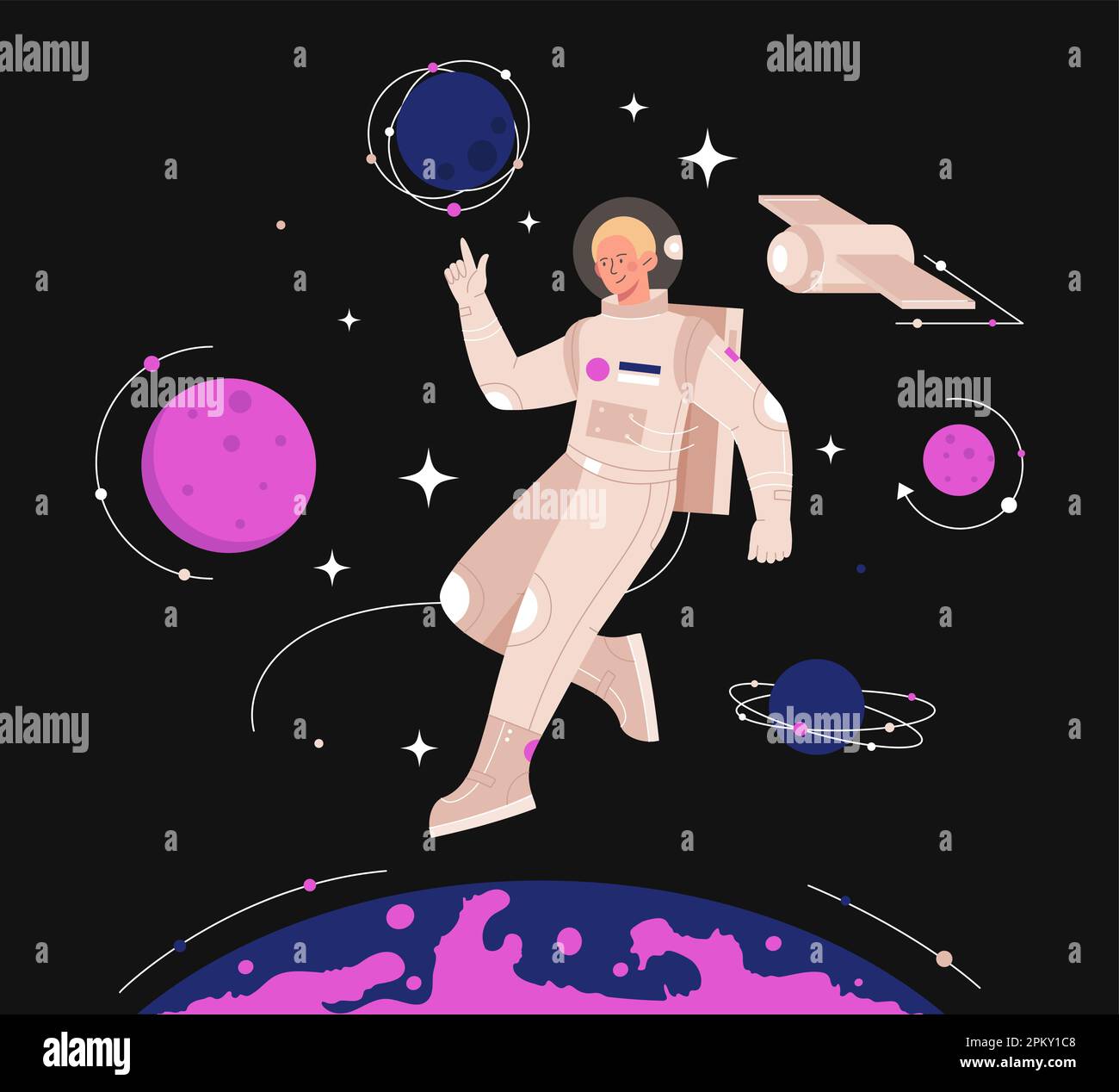 Astronaut at background of space Stock Vector Image & Art - Alamy
