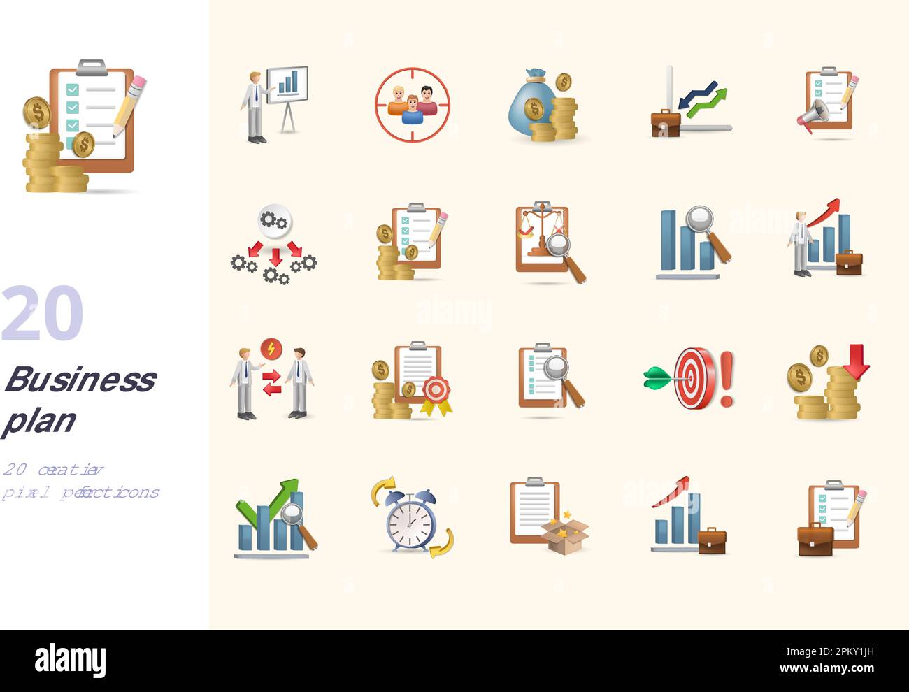 Business plan set. Creative icons: presentation, audience, capital ...