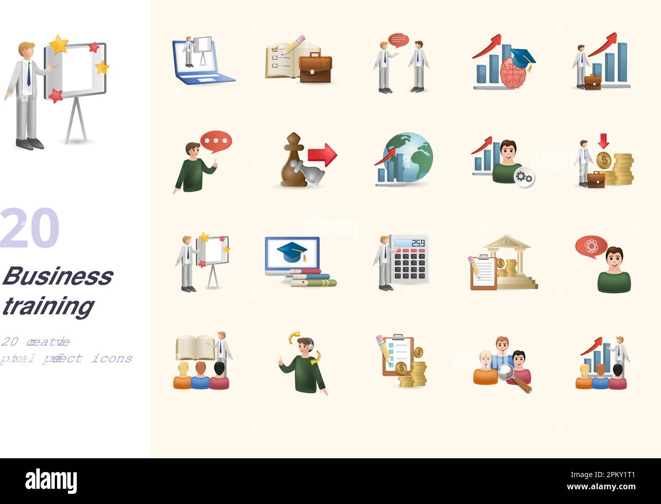 Business training set. Creative icons: online training, occupation ...