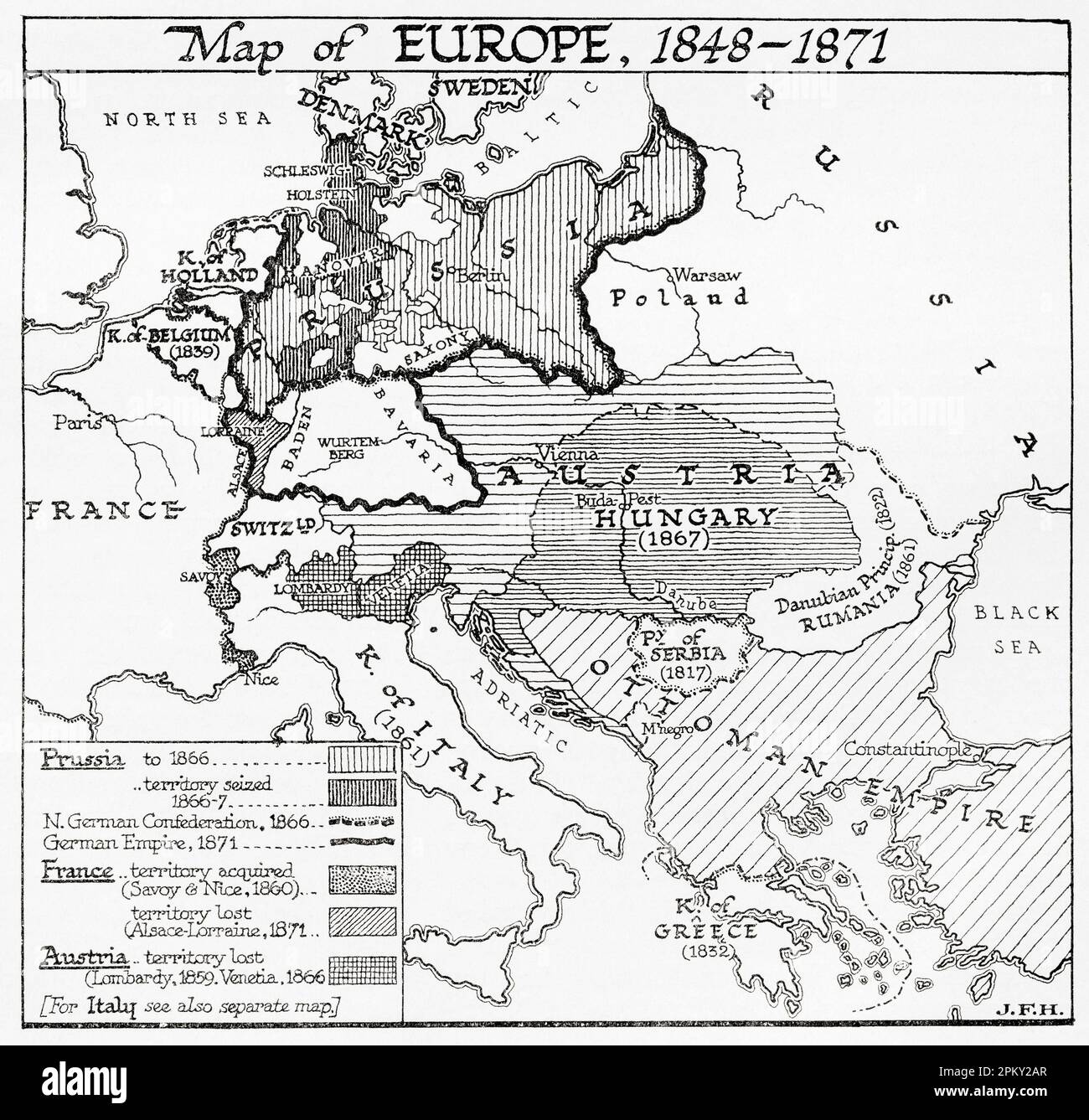 Map of Europe, 1848 - 1871. From the book Outline of History by H.G ... Map of Europe, 1848 - 1871. From the book Outline of History by H.G ...