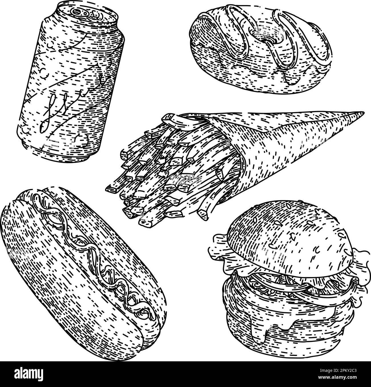 Junk Food Fat Set Sketch Hand Drawn Vector Stock Vector Image And Art Alamy