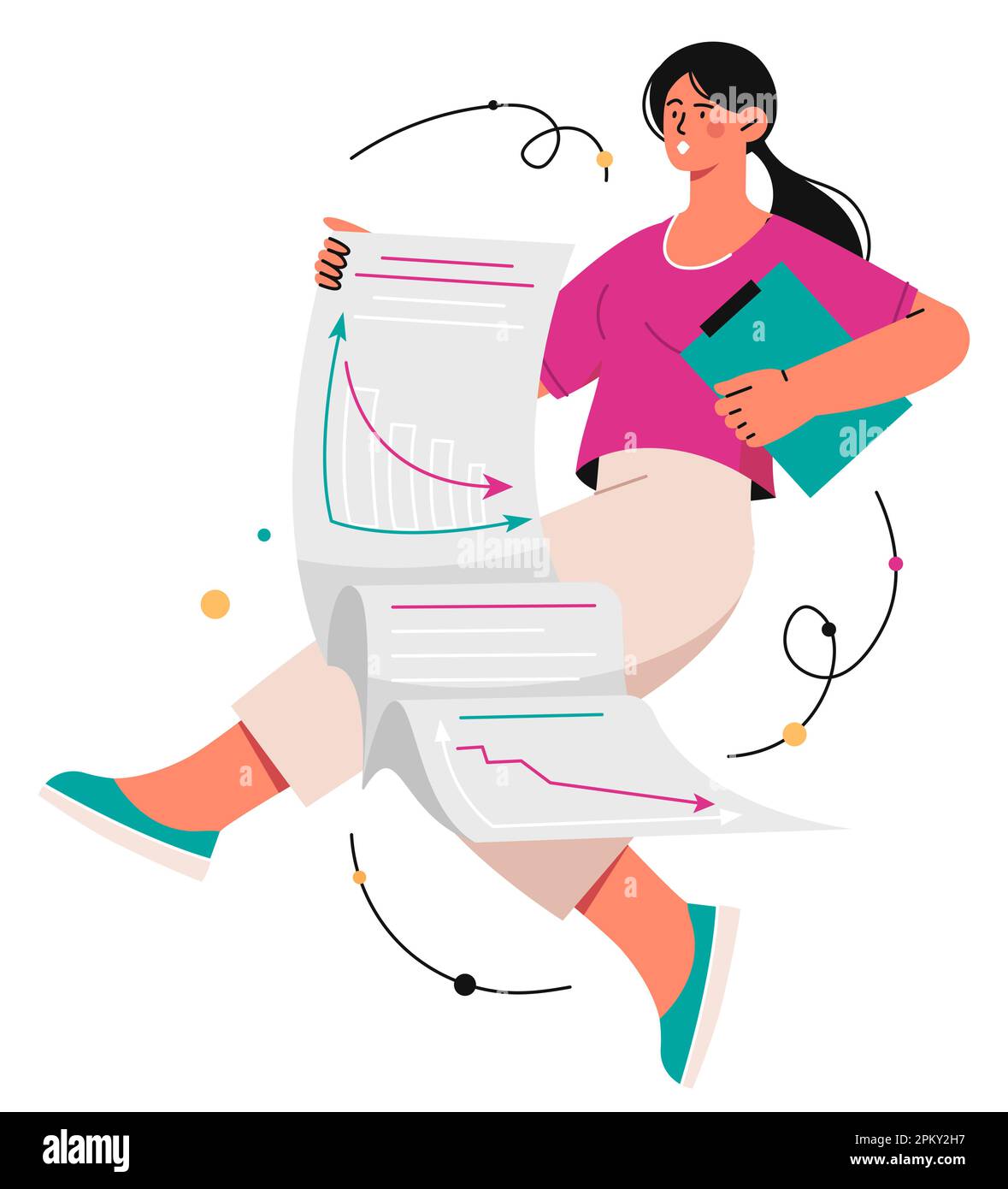 Woman with falling graph Stock Vector Image & Art - Alamy