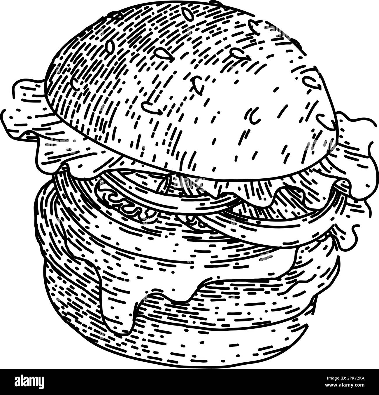 burger hamburger food sketch hand drawn vector Stock Vector Image & Art ...