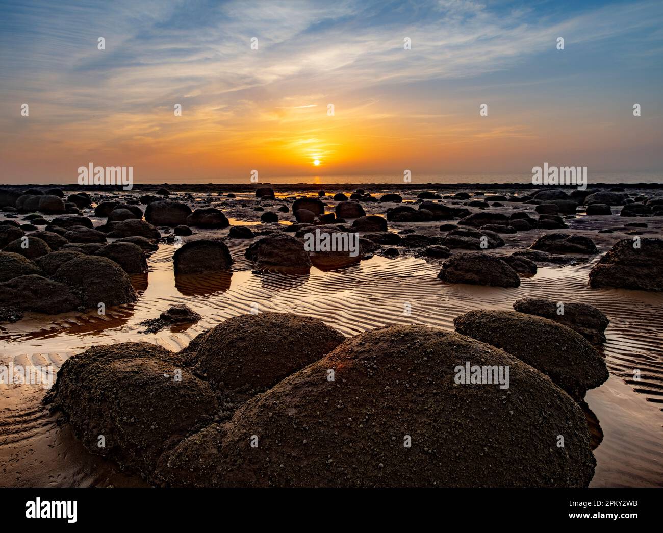 Hunstanton beach at sunset Norfolk uk Stock Photo - Alamy