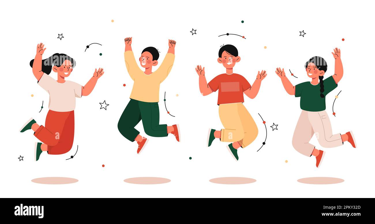 Happy children jumping Stock Vector Image & Art - Alamy