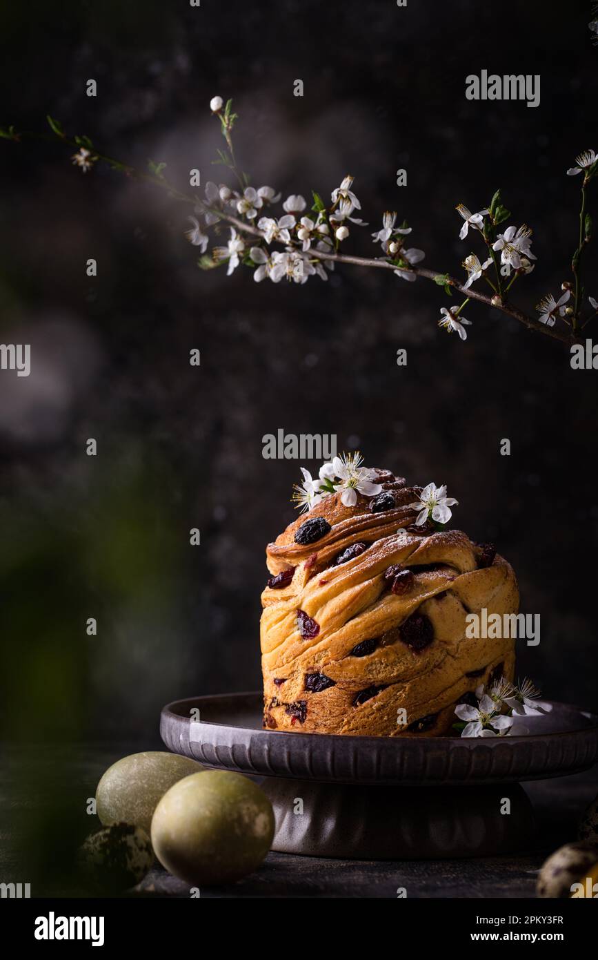 Easter cake cruffin with raisins and crunberry Stock Photo - Alamy