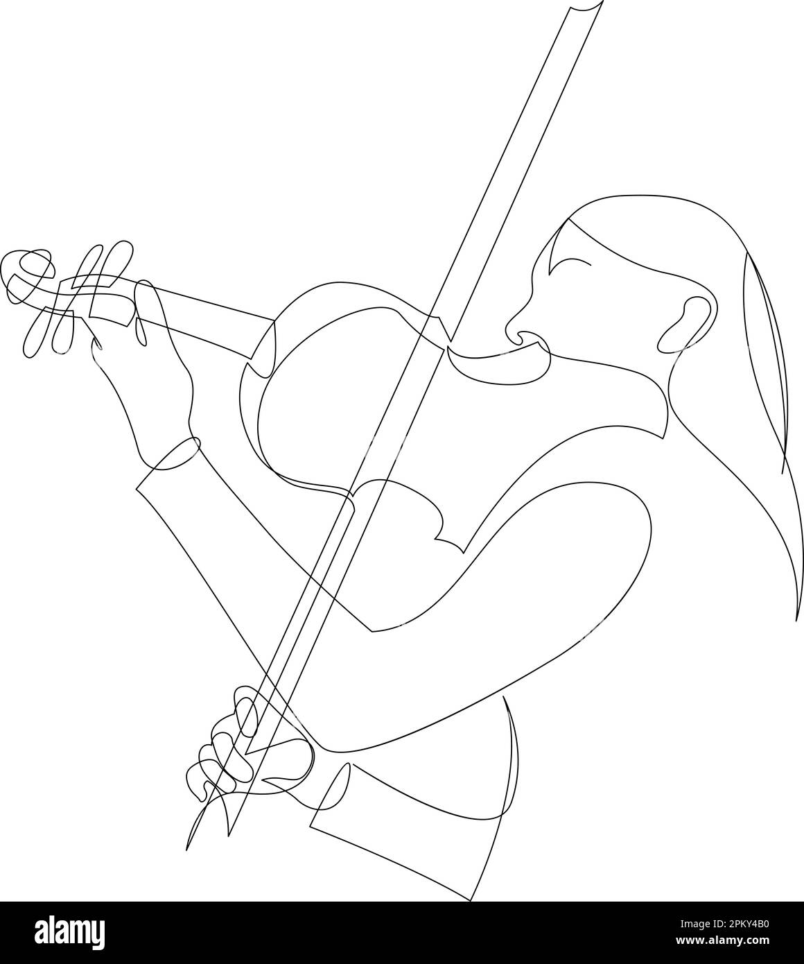 Violinist one continuous line art drawing vector illustration. Girl ...