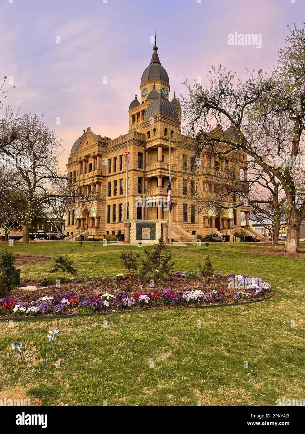 A vertical shot of the Denton County Courthouse in Texas, USA ...