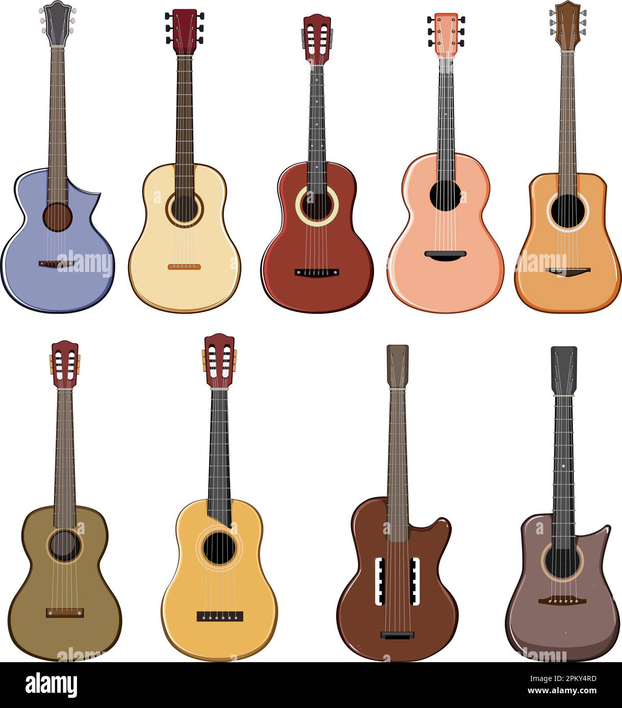 acoustic guitar set cartoon vector illustration Stock Vector Image ...