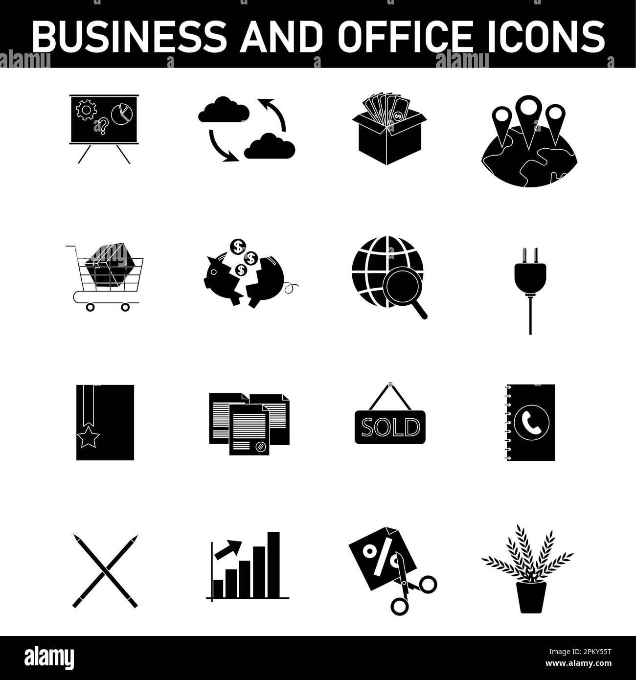 Collection of simple icons on the topic: business and office. Isolated ...