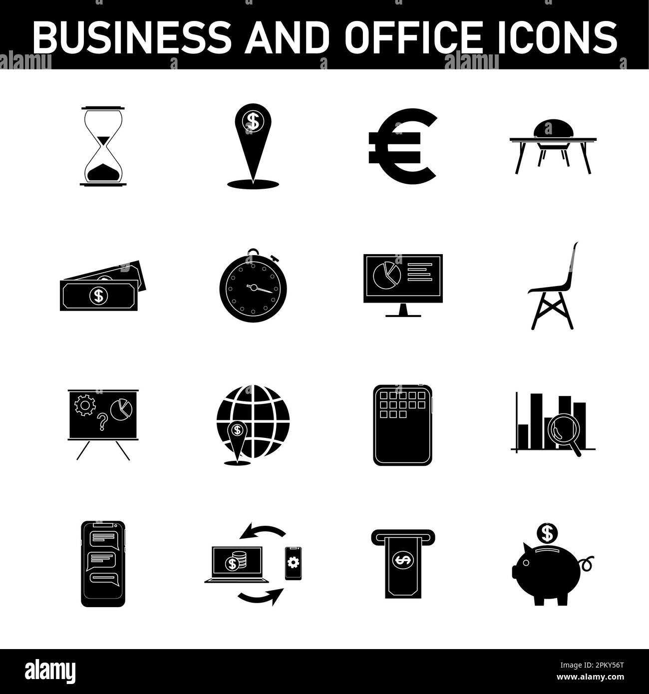 Collection of simple icons on the topic: business and office. Isolated ...