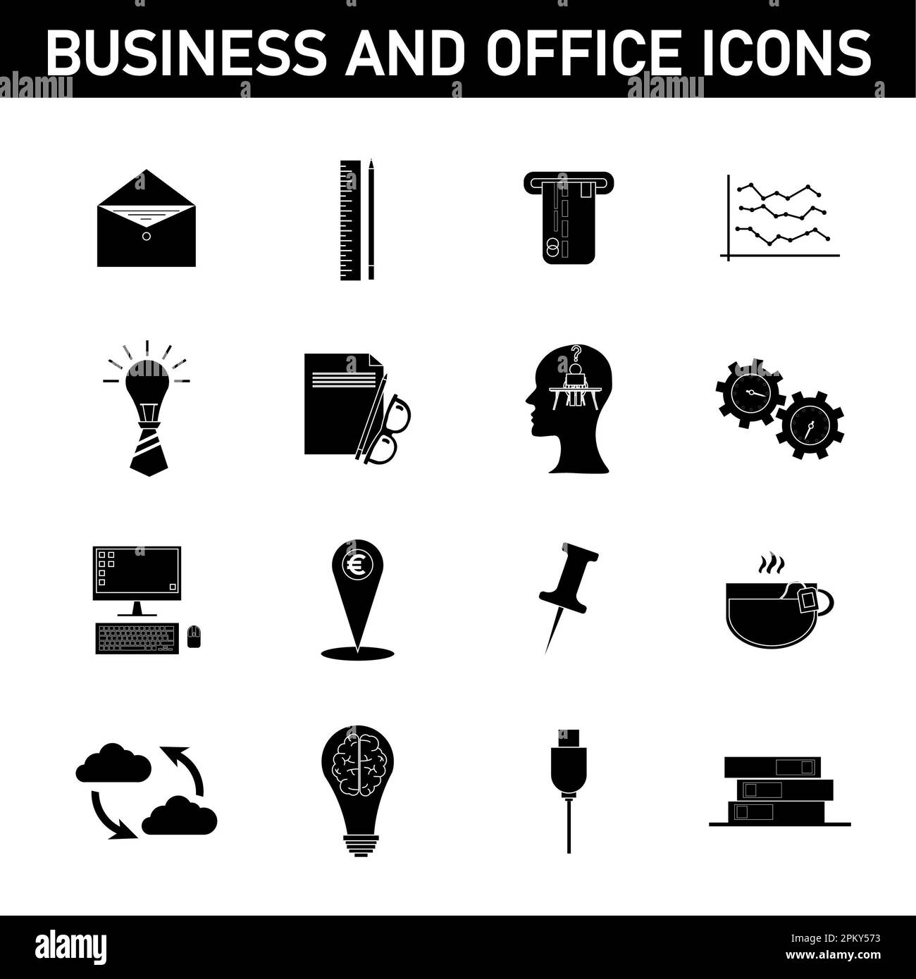 Collection of simple icons on the topic: business and office. Isolated ...