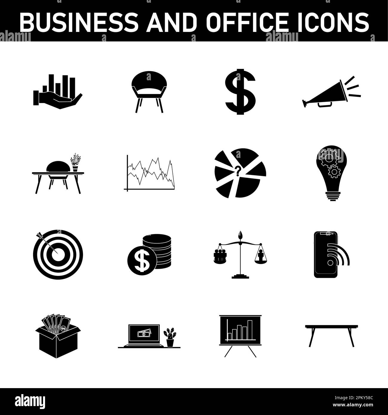 Collection of simple icons on the topic: business and office. Isolated ...