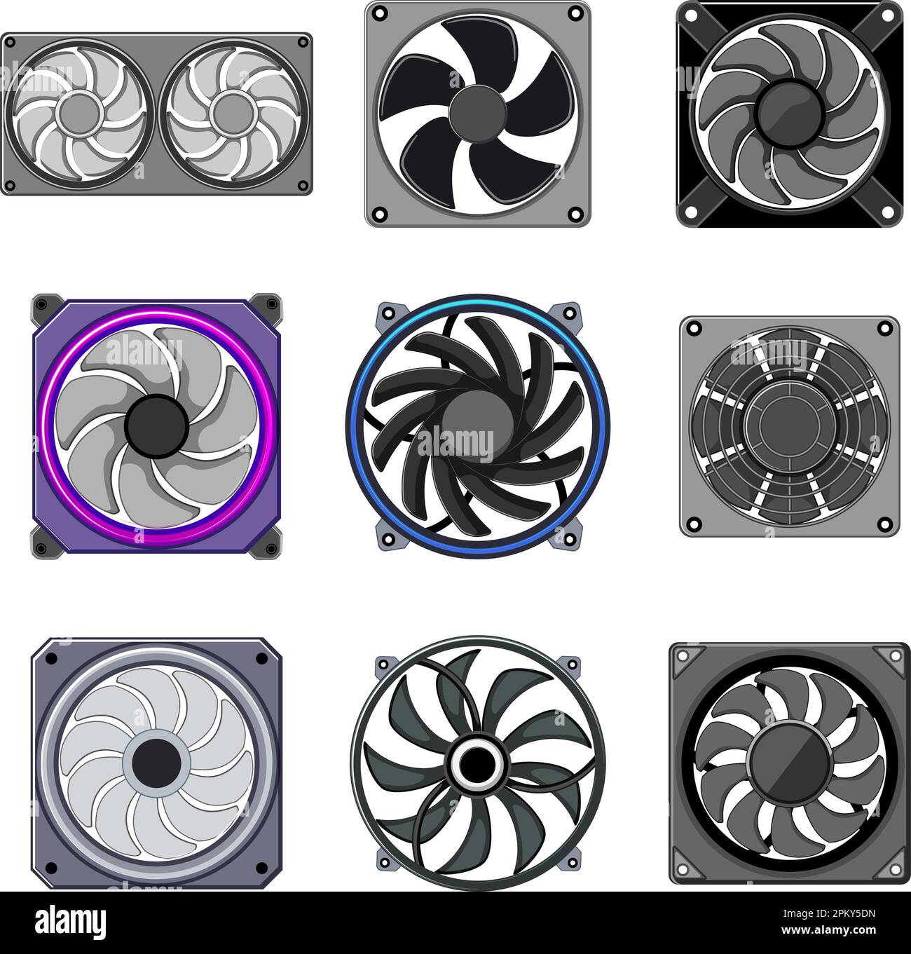 cooling fan pc set cartoon vector illustration Stock Vector Image & Art ...