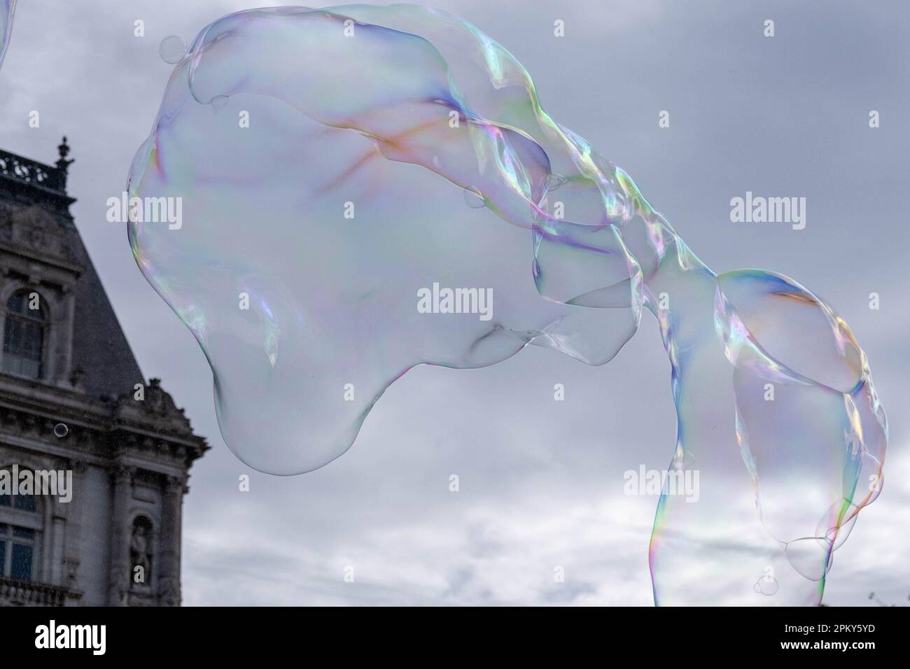 Spectacular Soap Bubble Show: Giant Bubbles Amidst Beautiful Old Buildings in Paris Stock Photo ...