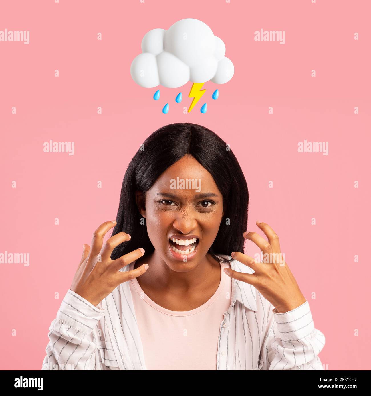 Angry sad millennial black lady freaking out, scream with open mouth ...