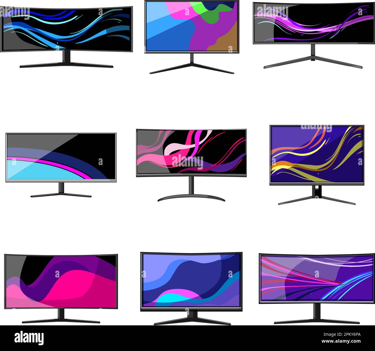 monitor pc gaming set cartoon vector illustration Stock Vector Image ...