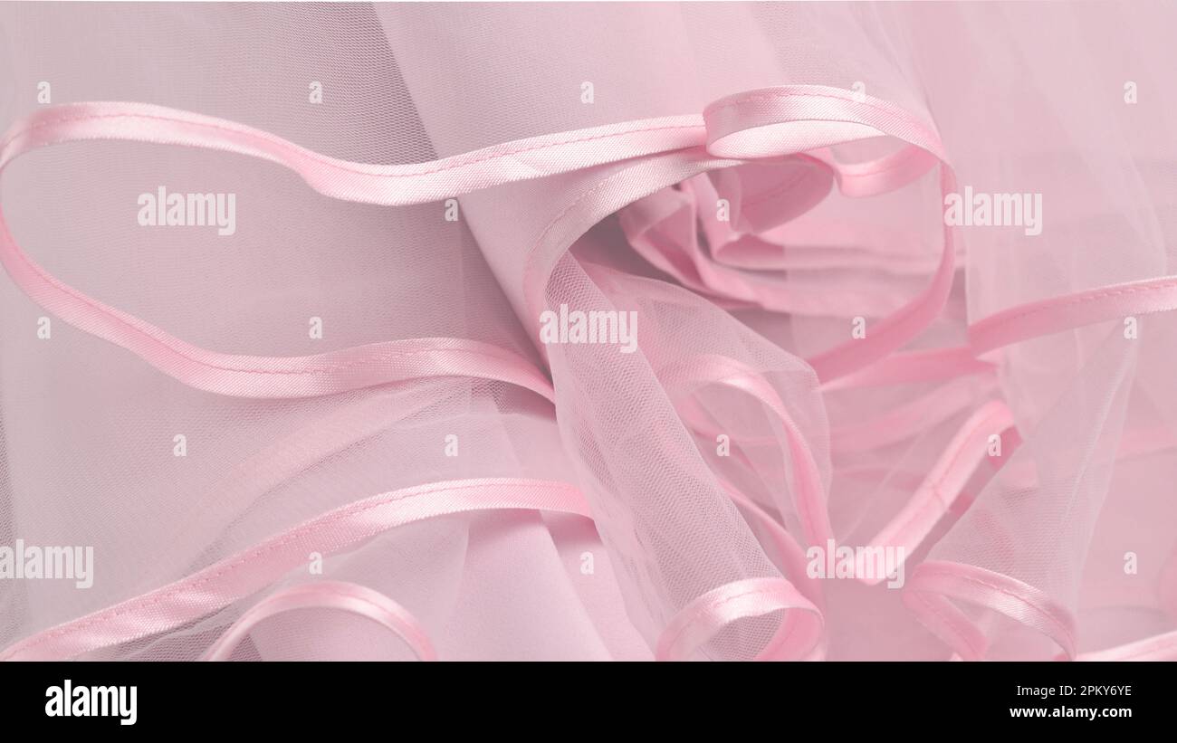 Wedding dress detail. Pink wedding dress frills close up Stock Photo ...