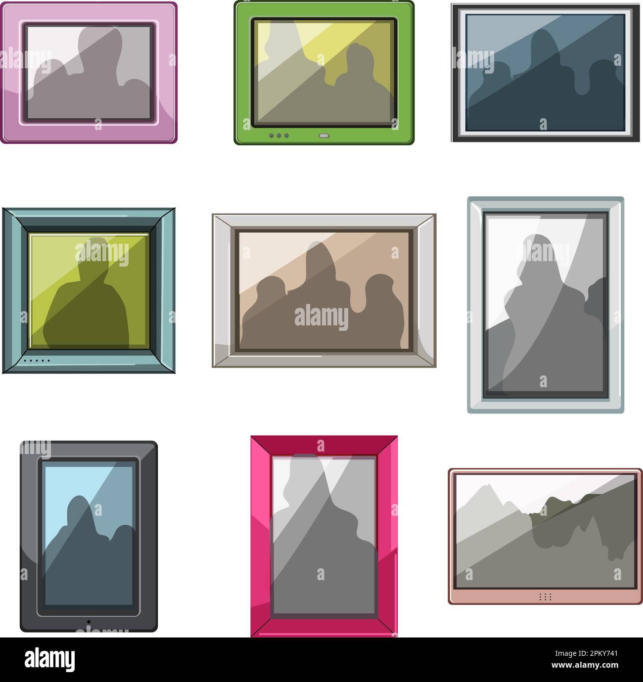smart photo frame set cartoon vector illustration Stock Vector Image ...