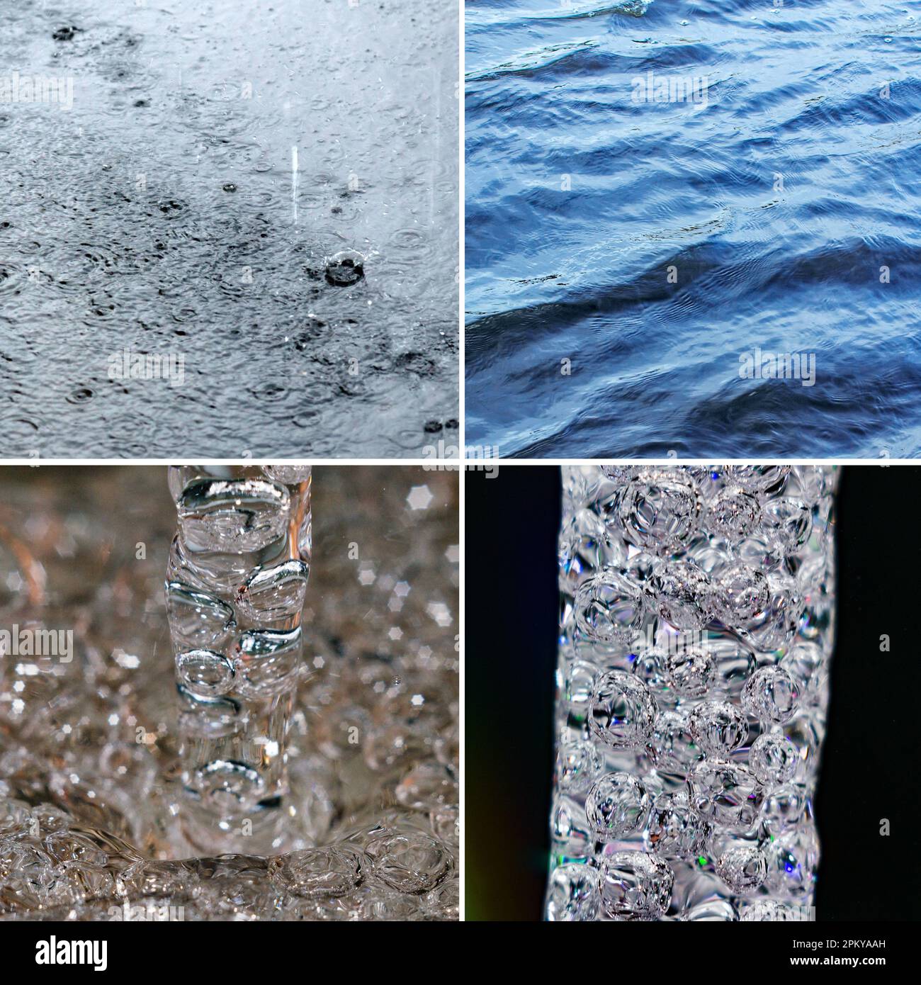 Collage of water design. Square banner. Close up of water, macro ...