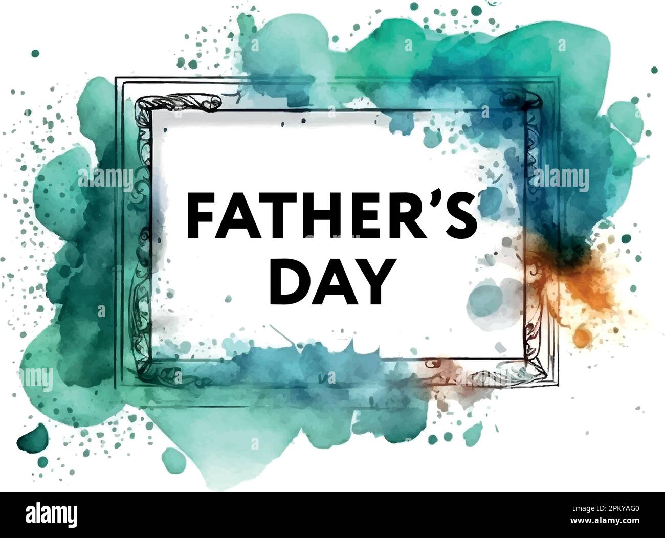 Happy Father's Day in watercolor frame design Vector background for ...