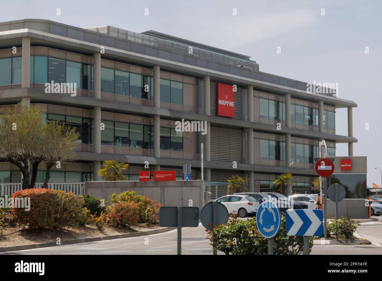 Facade of Mapfre's headquarters on April 10, 2023, in Madrid, Spain ...