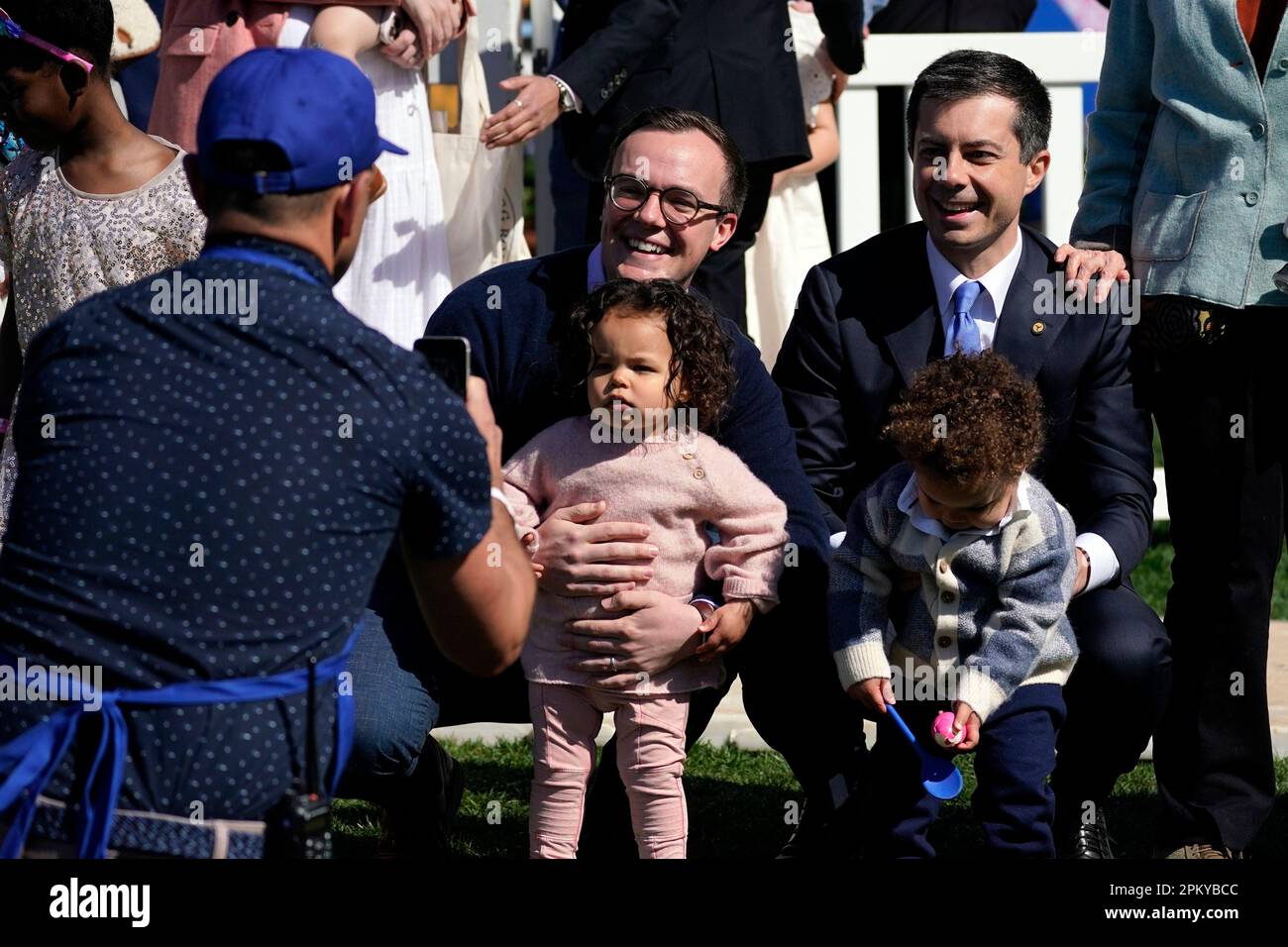 Transportation Secretary Pete Buttigieg and husband Chasten Buttigieg and their children ...