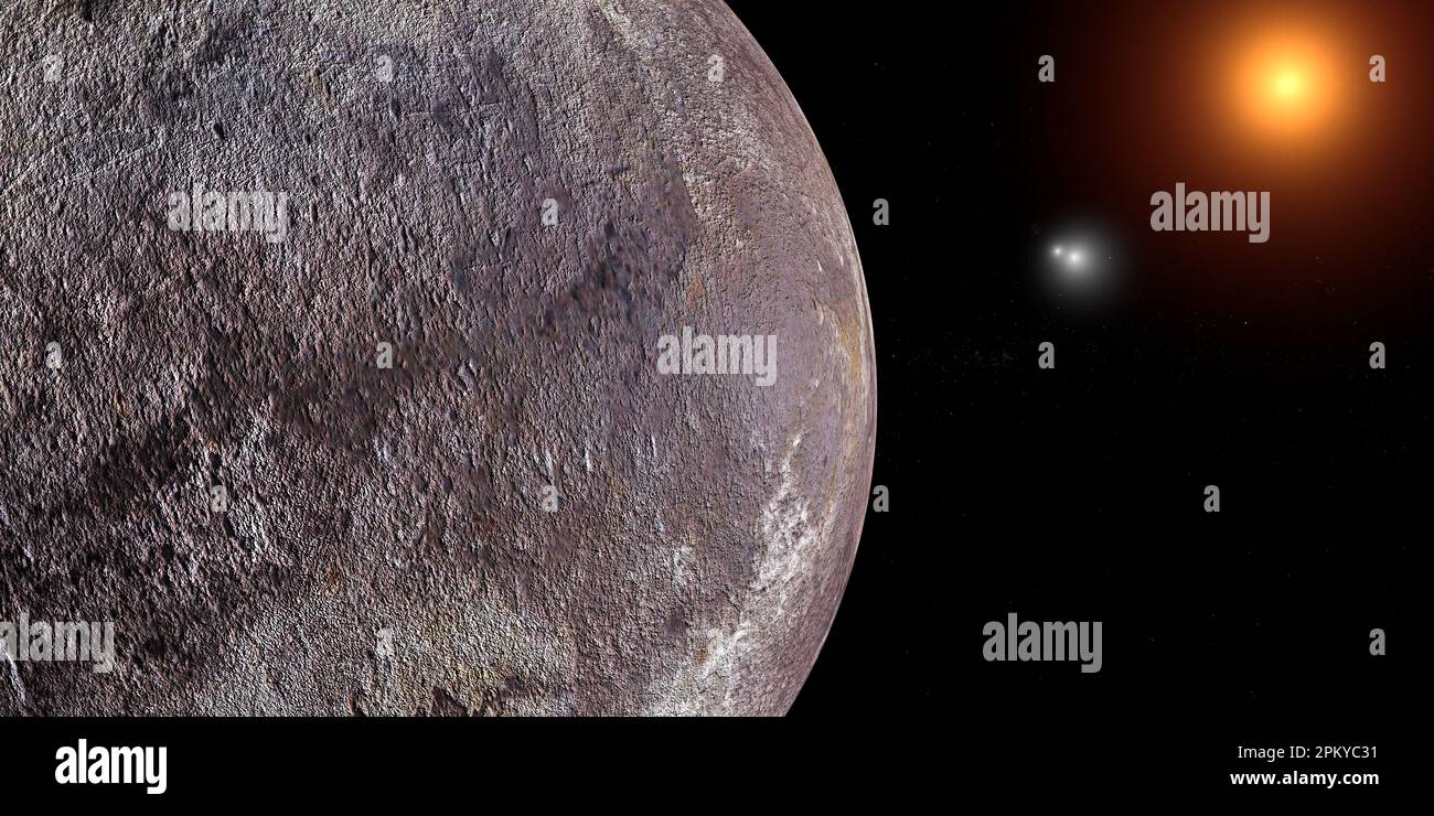 Surface of exoplanet Proxima Centauri b with Alpha Centauri binary star ...