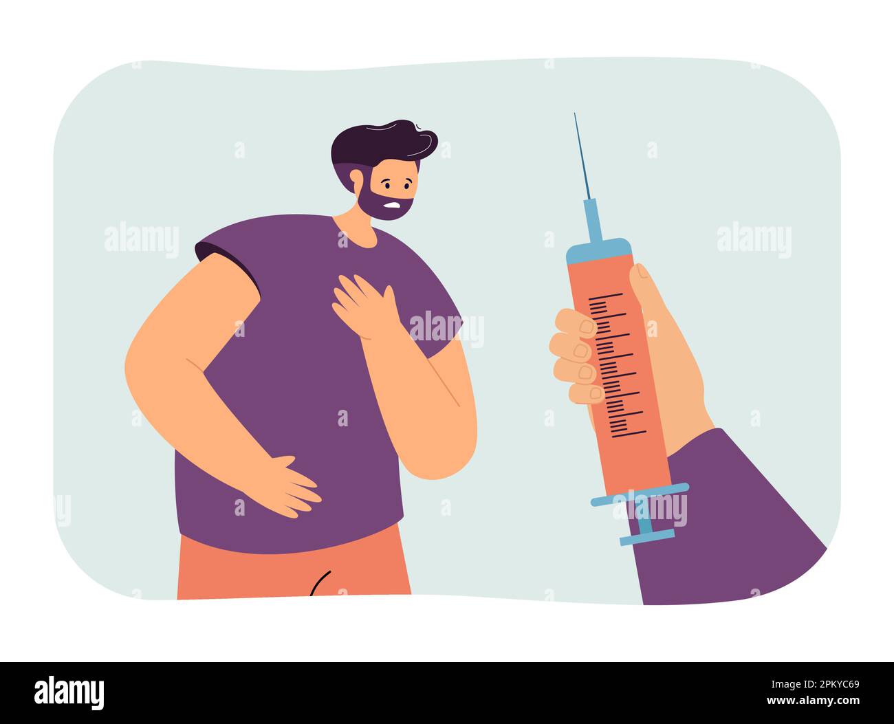 Sick man and hand with syringe flat vector illustration Stock Vector ...