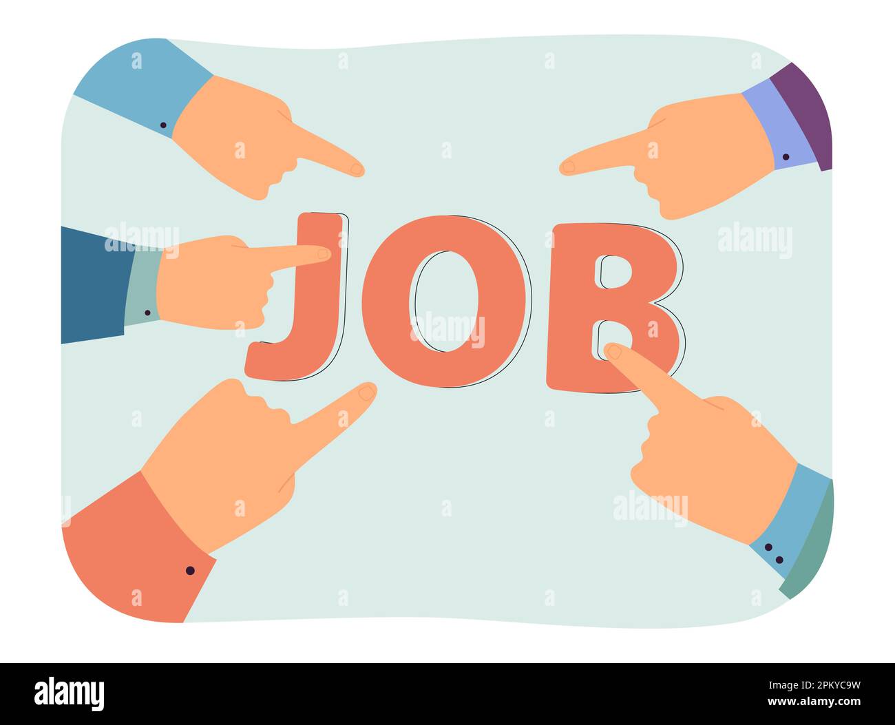 Fingers pointing at word job flat vector illustration Stock Vector ...