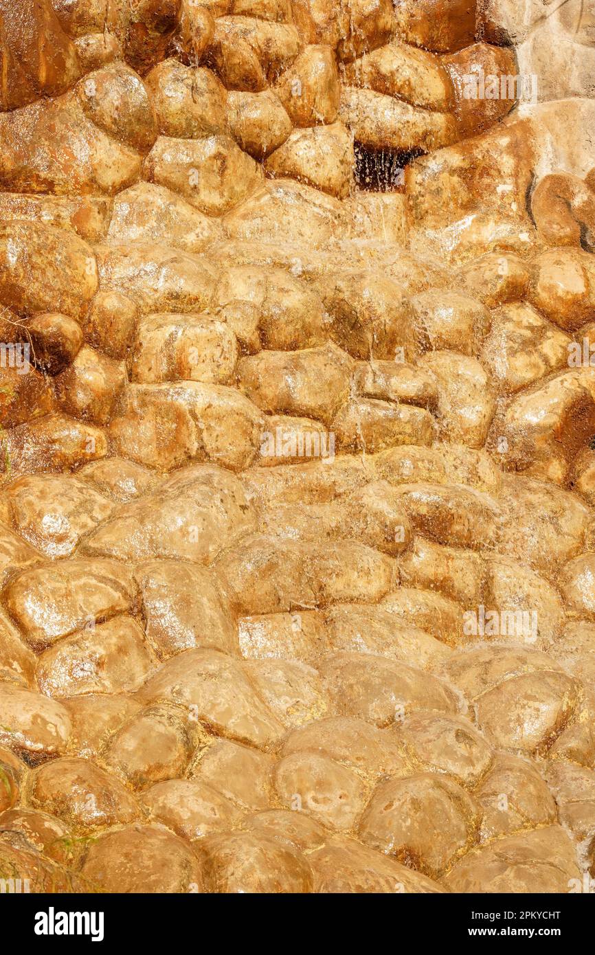 Wet stones of the waterfall. Nature texture. Wet stones and stream ...