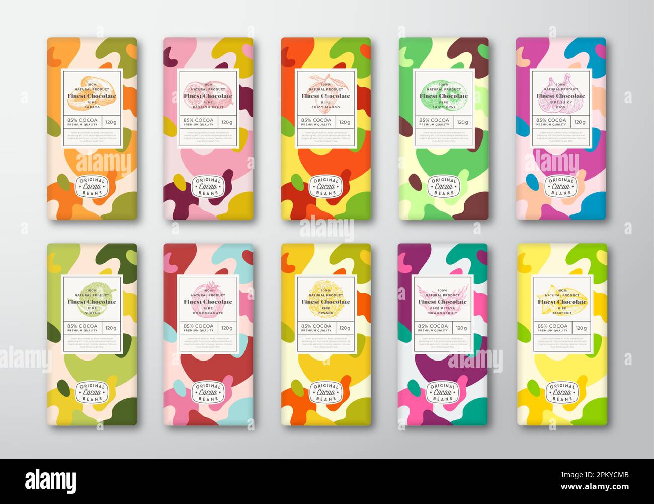Chocolate Label Templates Set. Abstract Shapes Vector Packaging Design ...