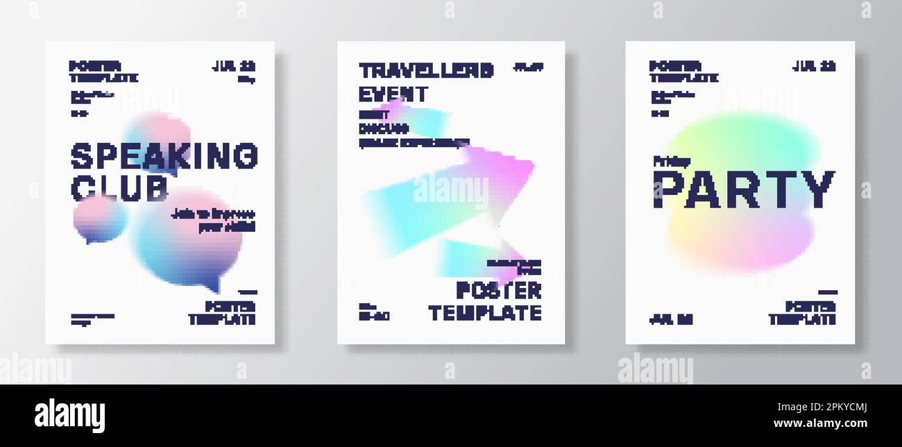 Blurry shapes with y2k aura brutalism effect abstract vector poster ...