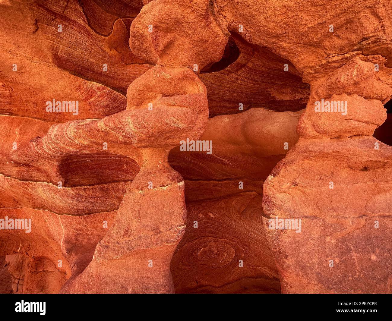 Stones and textures of the colored Red Salam Canyon, Egypt Stock Photo ...