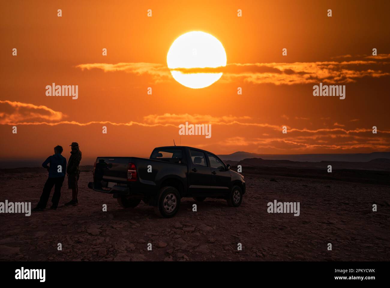 Sunset over the Atacama Desert at San Pedro de Atacama, Chile Stock ...