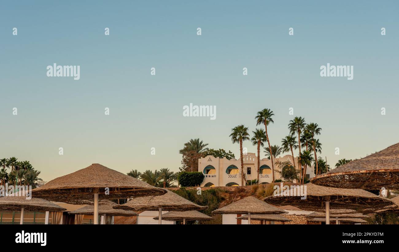 Hotel with white buildings and a recreation area in Egypt Stock Photo ...