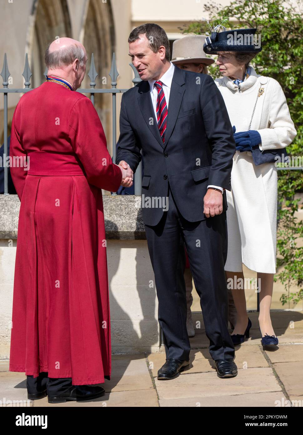 Windsor, England. UK. 09 April, 2023. Peter Phillips and Princess Anne ...