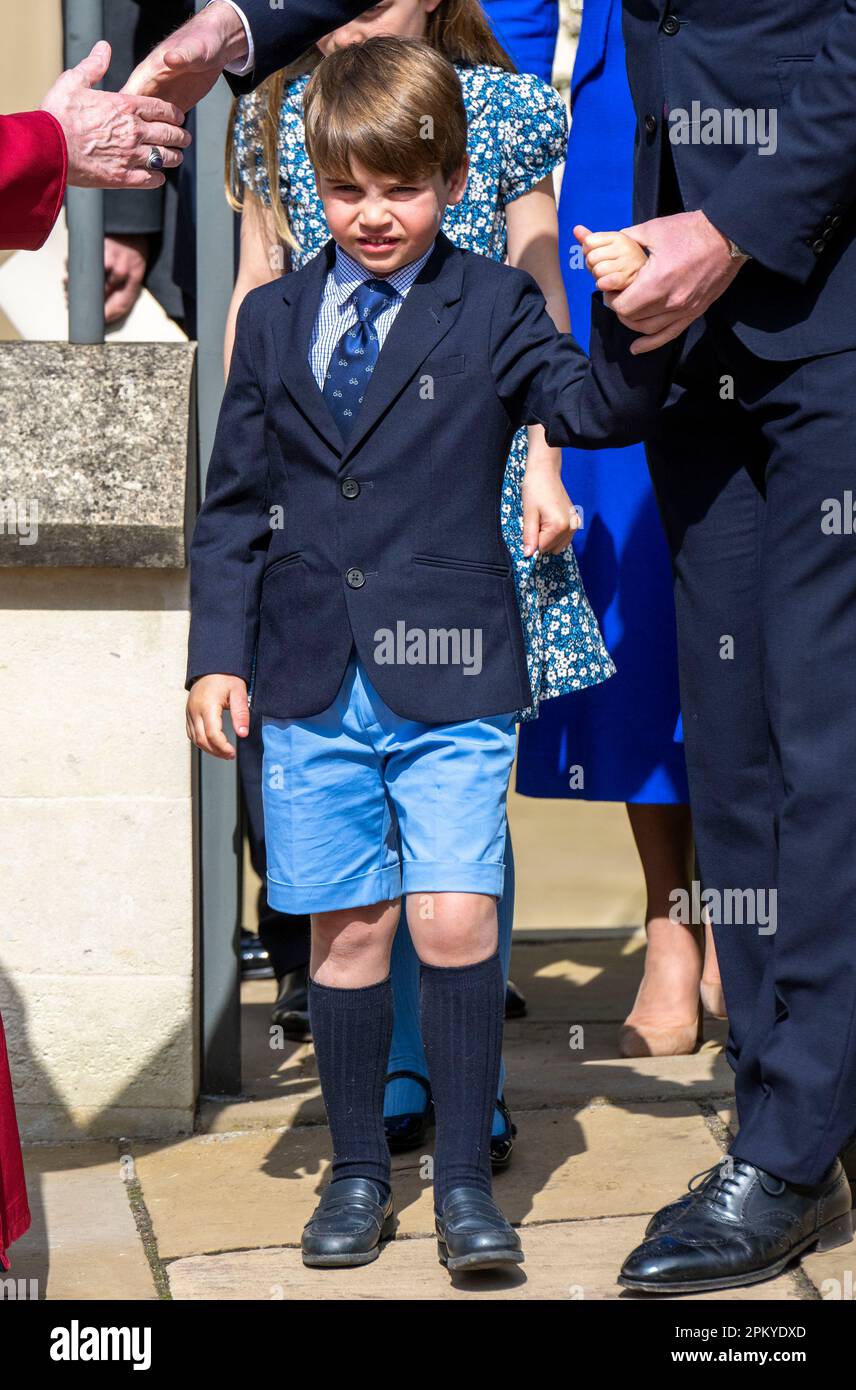 Windsor, England. UK. 09 April, 2023. Prince Louis of Wales attends the ...