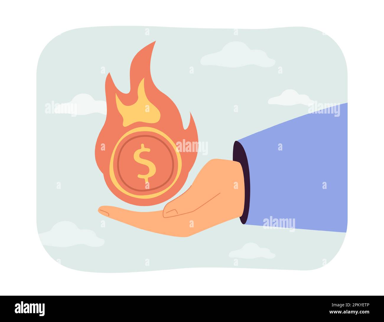 Human hand holding burning gold coin with dollar sign Stock Vector ...