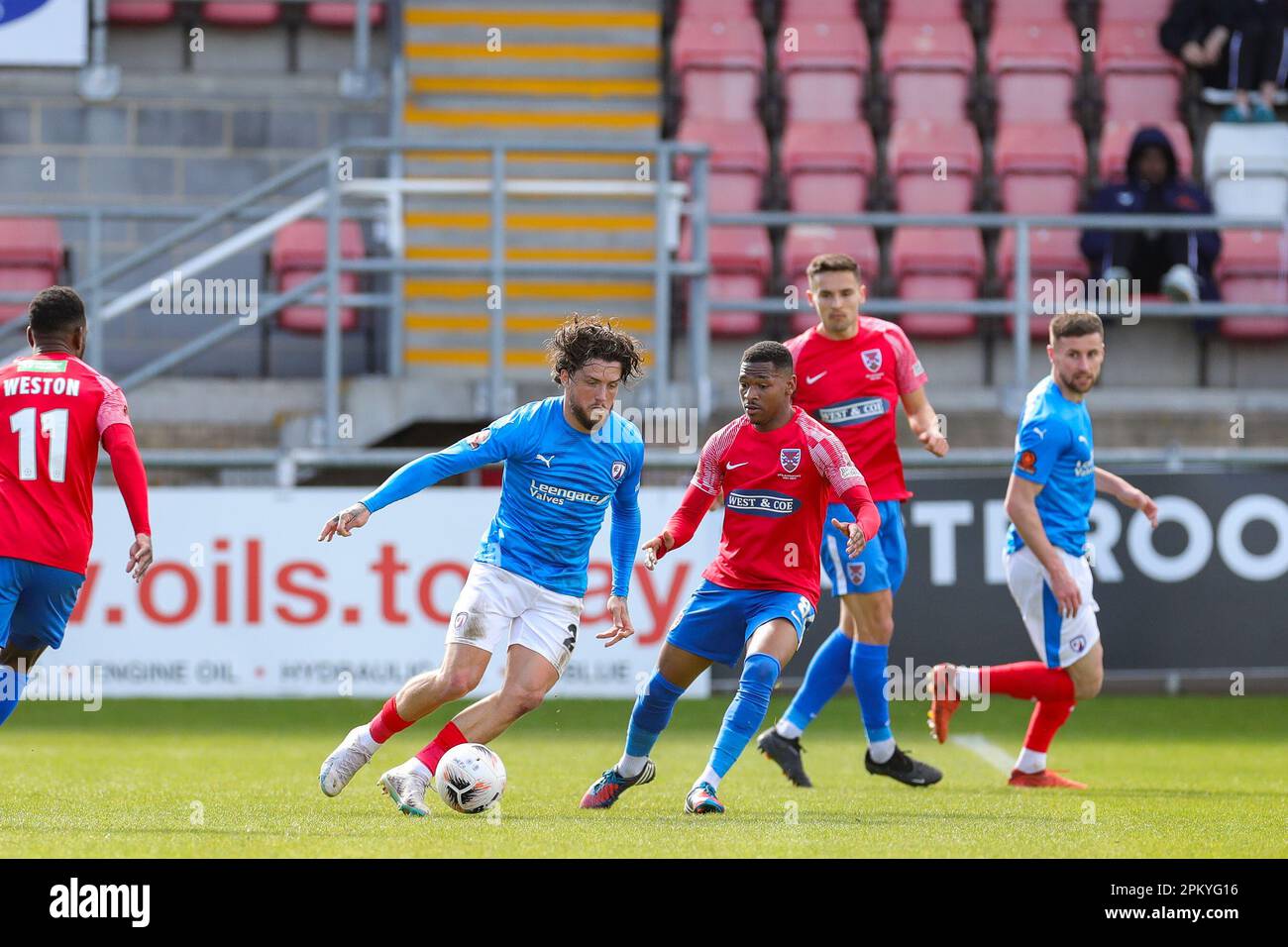 Dagenham, Kent, UK. 10 April 2023. Chesterfield midfielder Darren ...
