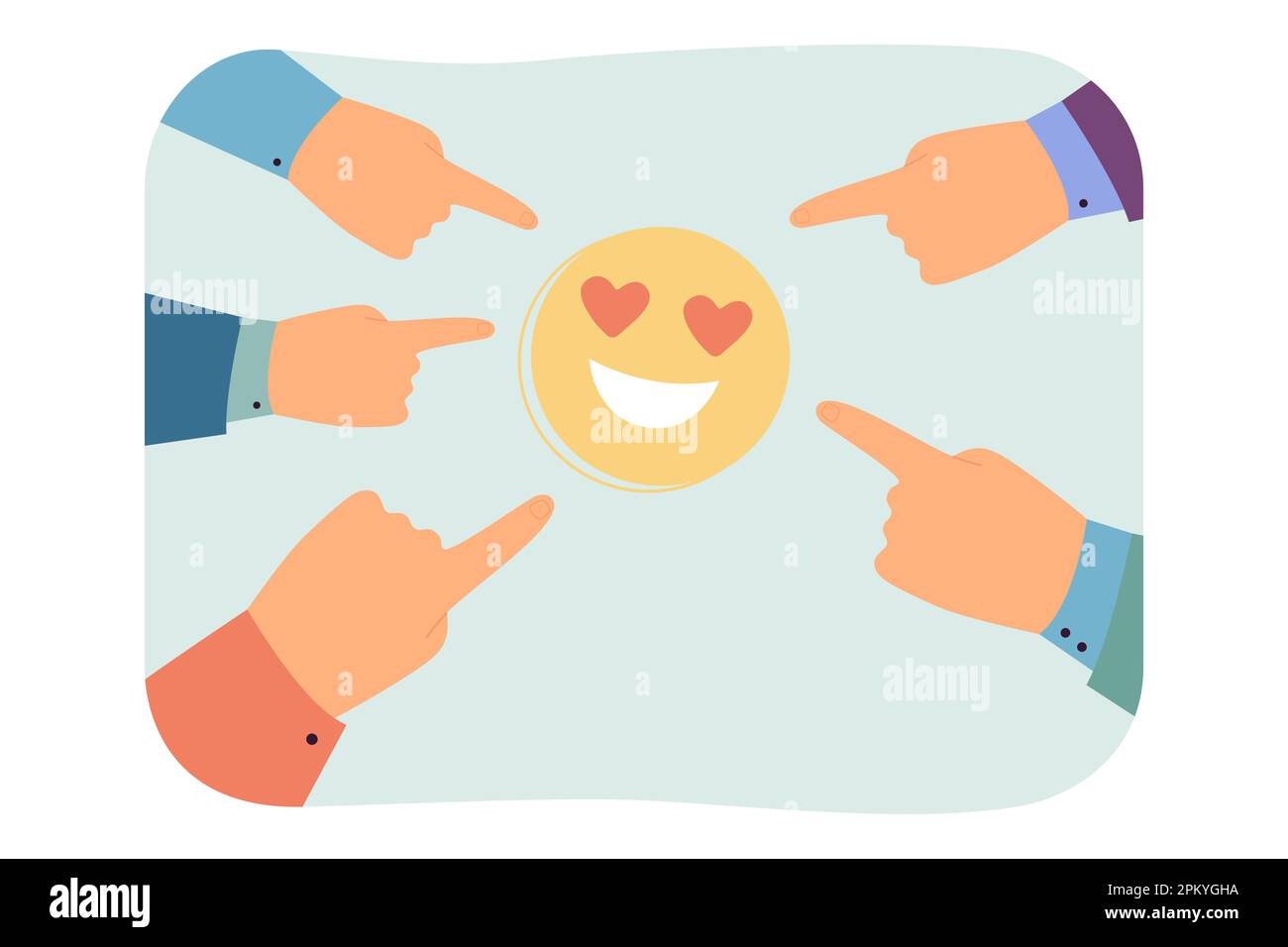 Fingers pointing at love emoticon flat vector illustration Stock Vector ...