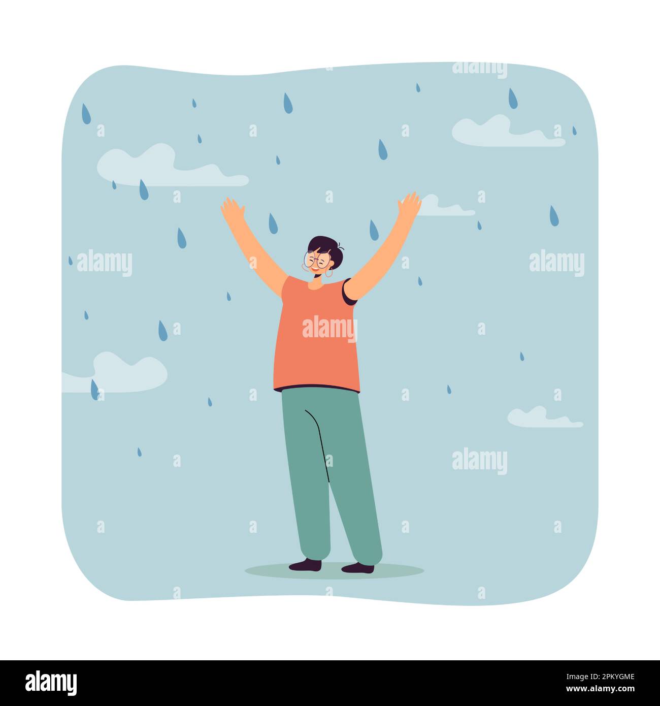 Woman standing in the rain Stock Vector Images - Alamy