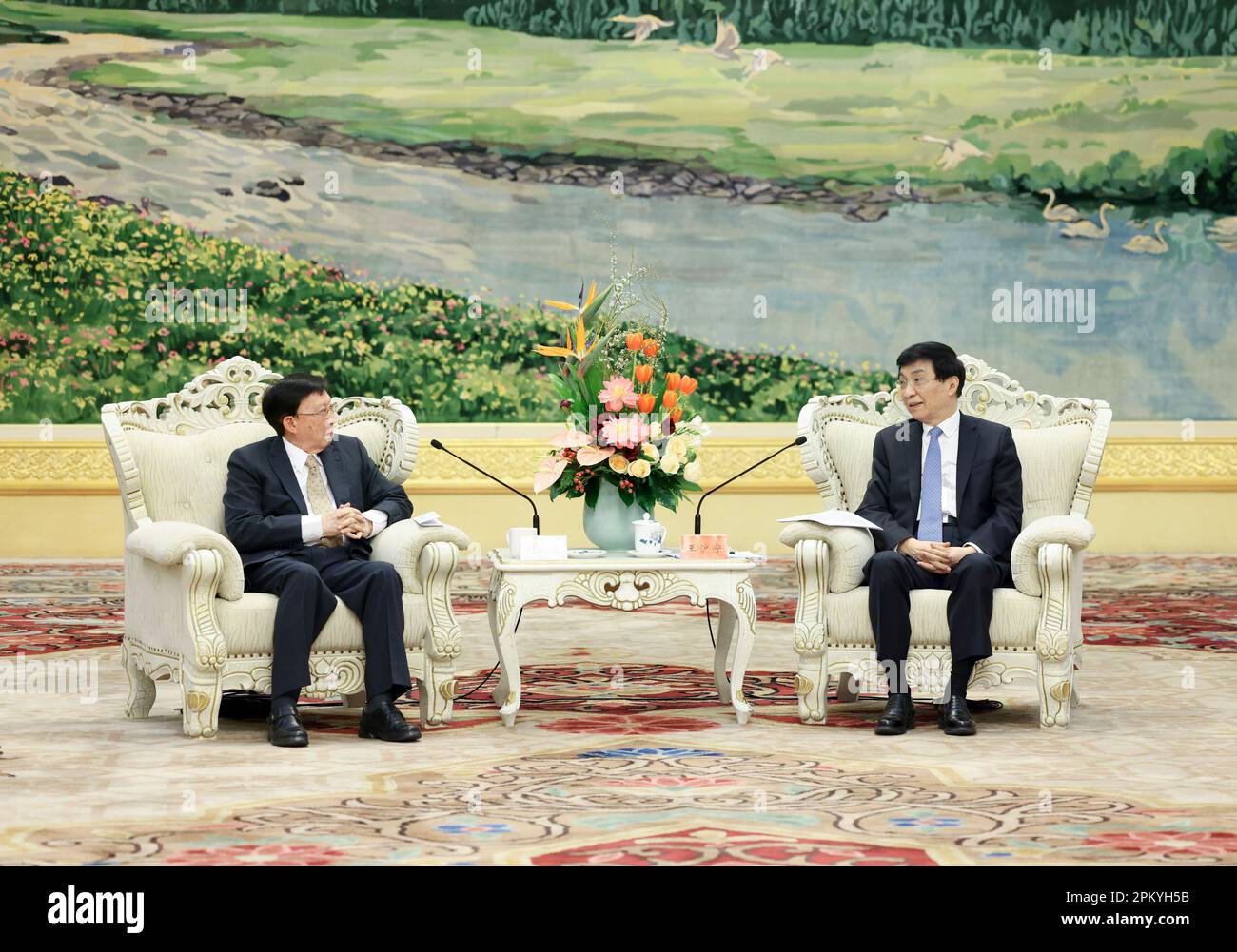 Beijing, China. 10th Apr, 2023. Wang Huning, a member of the Standing ...