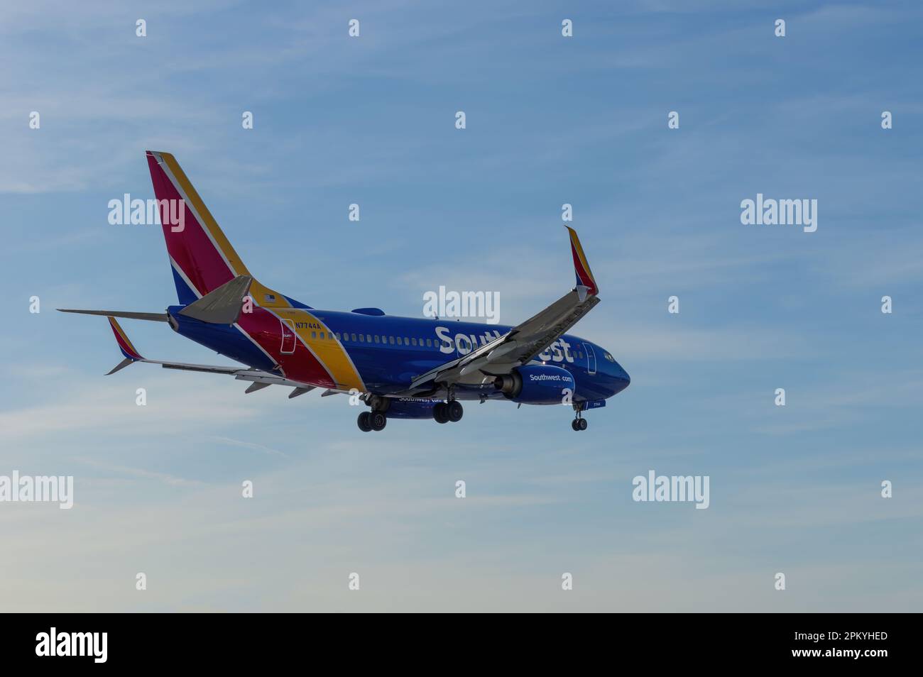 Southwest Airlines Boeing 737-7 with registration N7744A shown moments ...